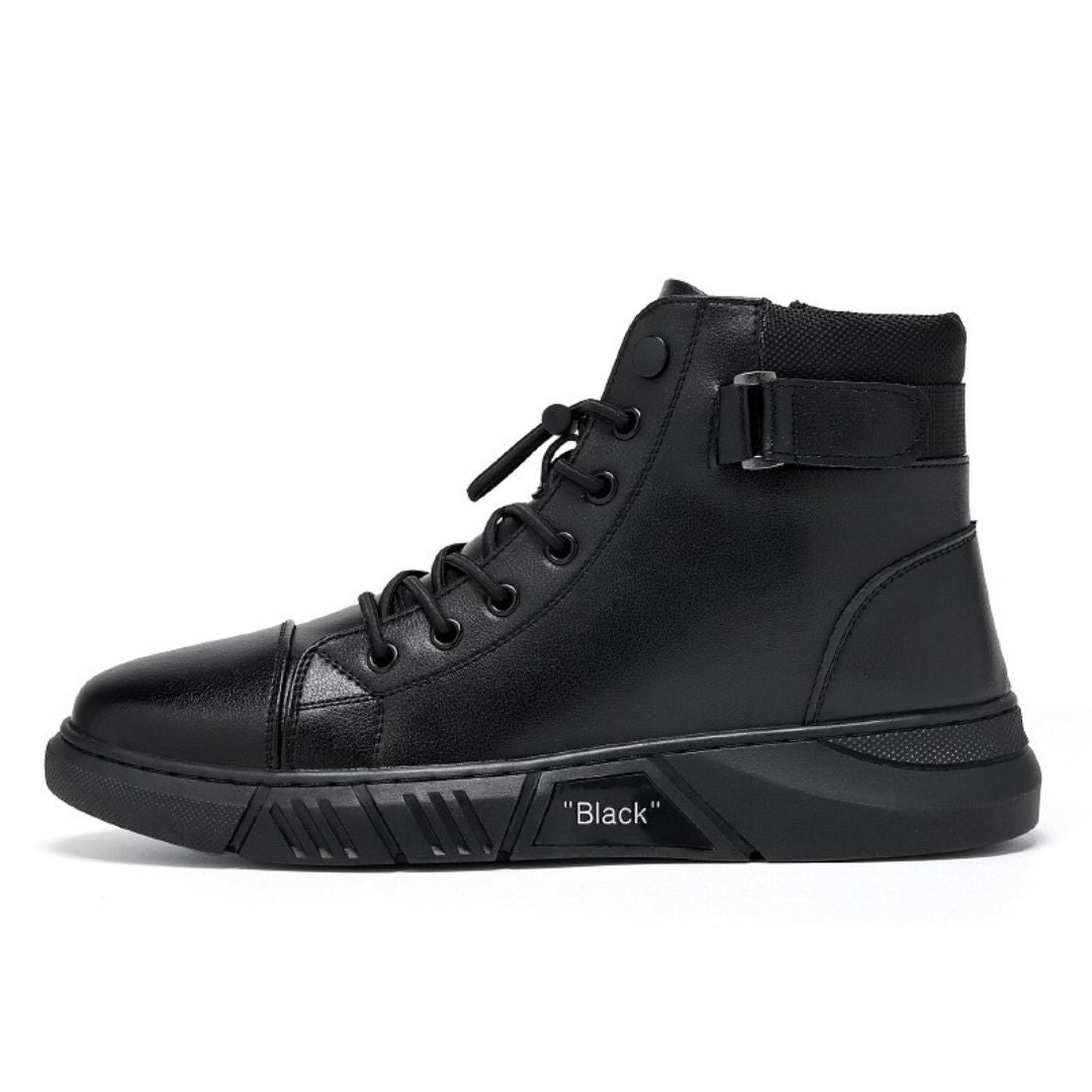 Pampera Boots Leather Black – Height Boost Sneakers | Premium – Pampera USA